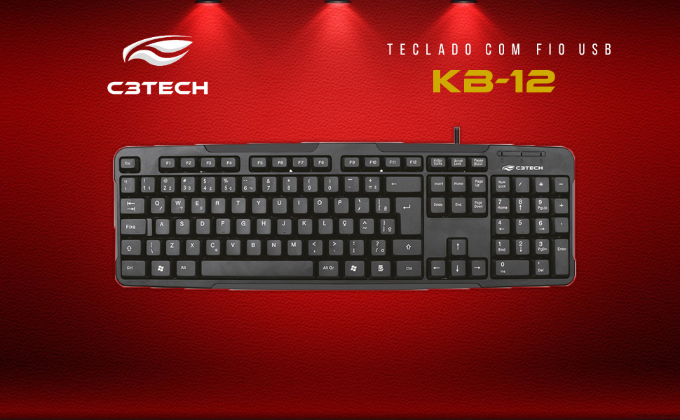 TECLADO USB KB-12 PADRAO ABNT2 PRETO - C3TECH